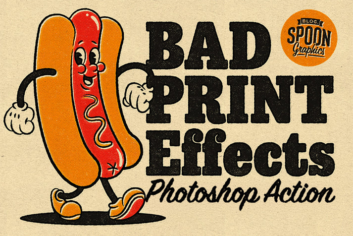 Bad Print Effects Photoshop Action – Spoon Graphics