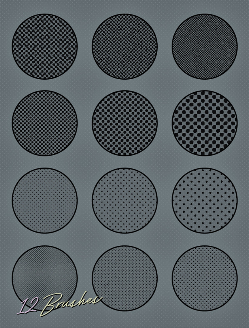 12 Halftone Texture Brushes for Adobe Photoshop – Spoon Graphics